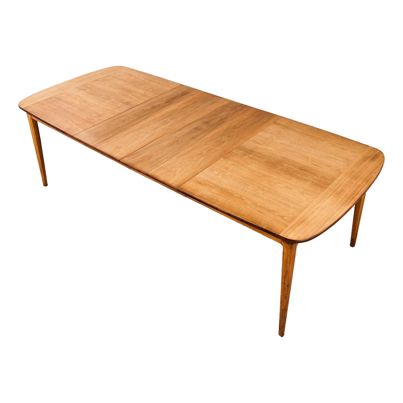 1960s Refinished Mid Century Walnut & Pecan Dining Table With Two ...