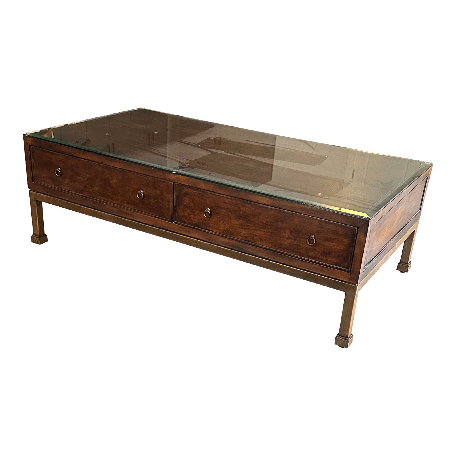 Kravet Coffee Table With Glass Top | Chairish