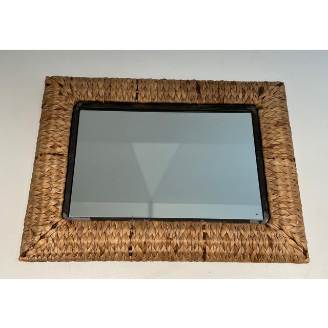 1970s Large Rectangular Rope Mirror | Chairish