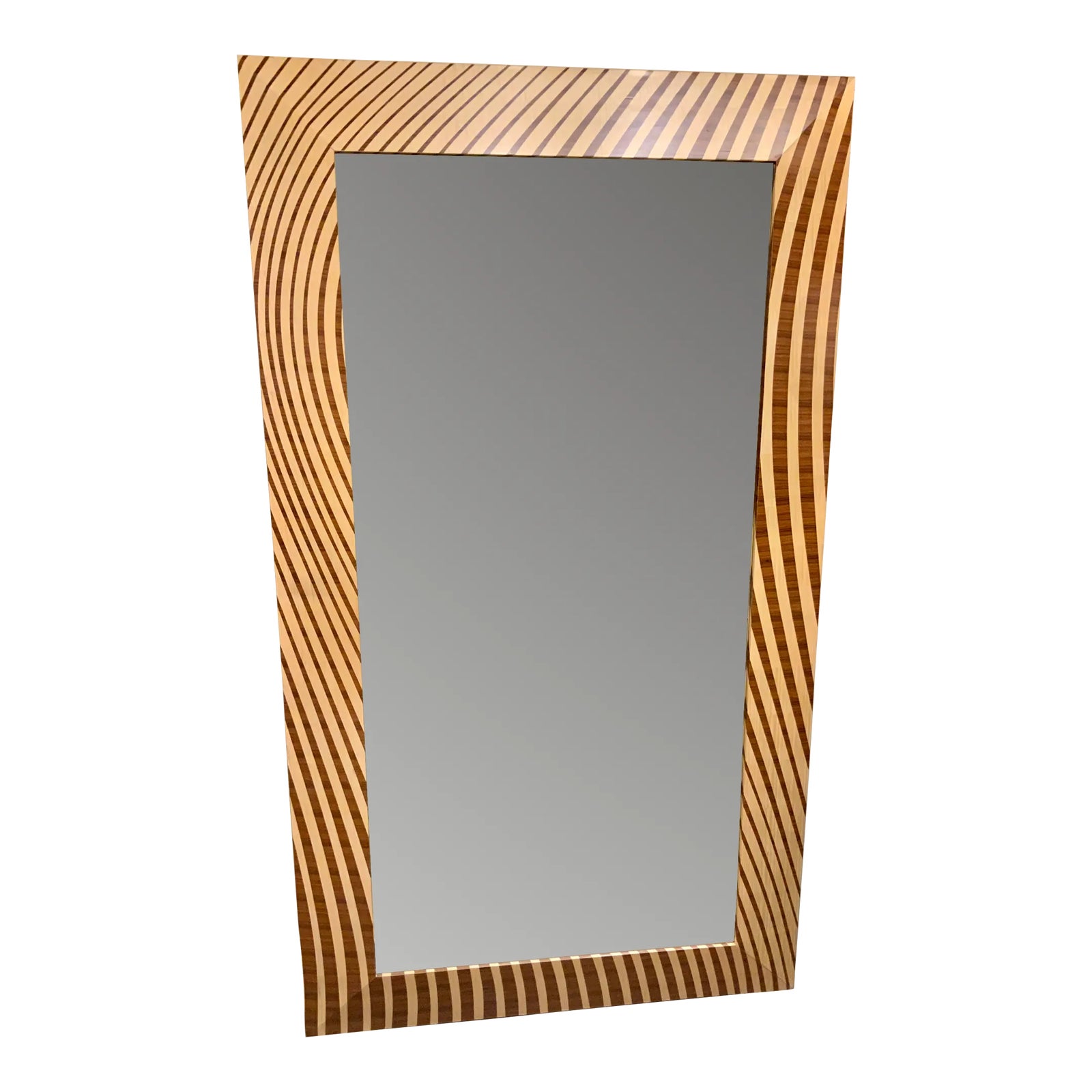 Theodore Alexander Modern Wood Inlay Full Length Mirror | Chairish