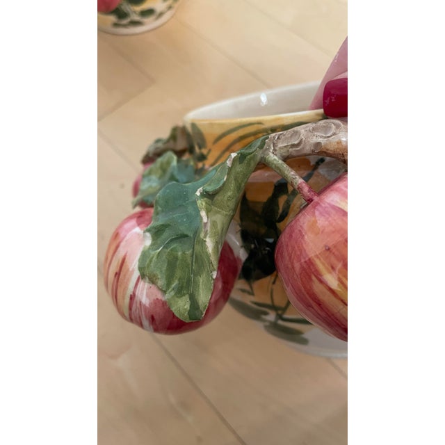 Pair of Vintage Italian Majolica Faience Fruit Apple Planter Cachepots ...