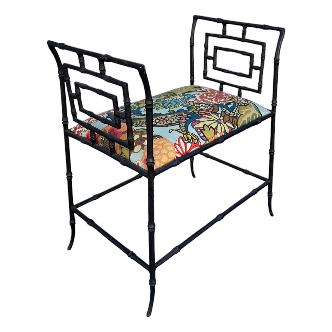 Hollywood Regency Faux Bamboo Metal Bench W Schumacher Chiang Mai ...
