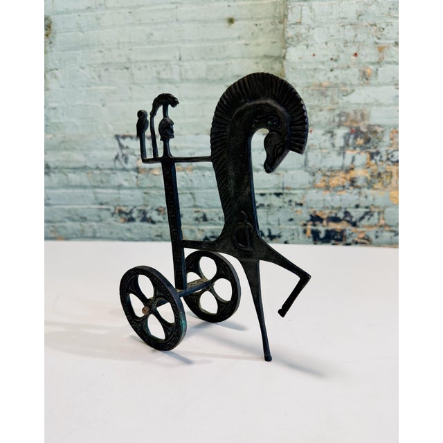 Iron Sculpture Roman Chariot With Female Warrior, Italy 1950 | Chairish