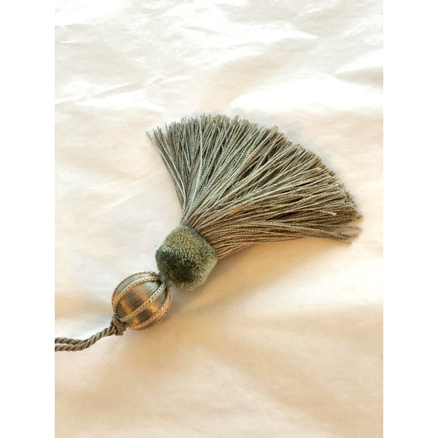 Sage & Taupe Beaded Key Tassel - 4.5" | Chairish