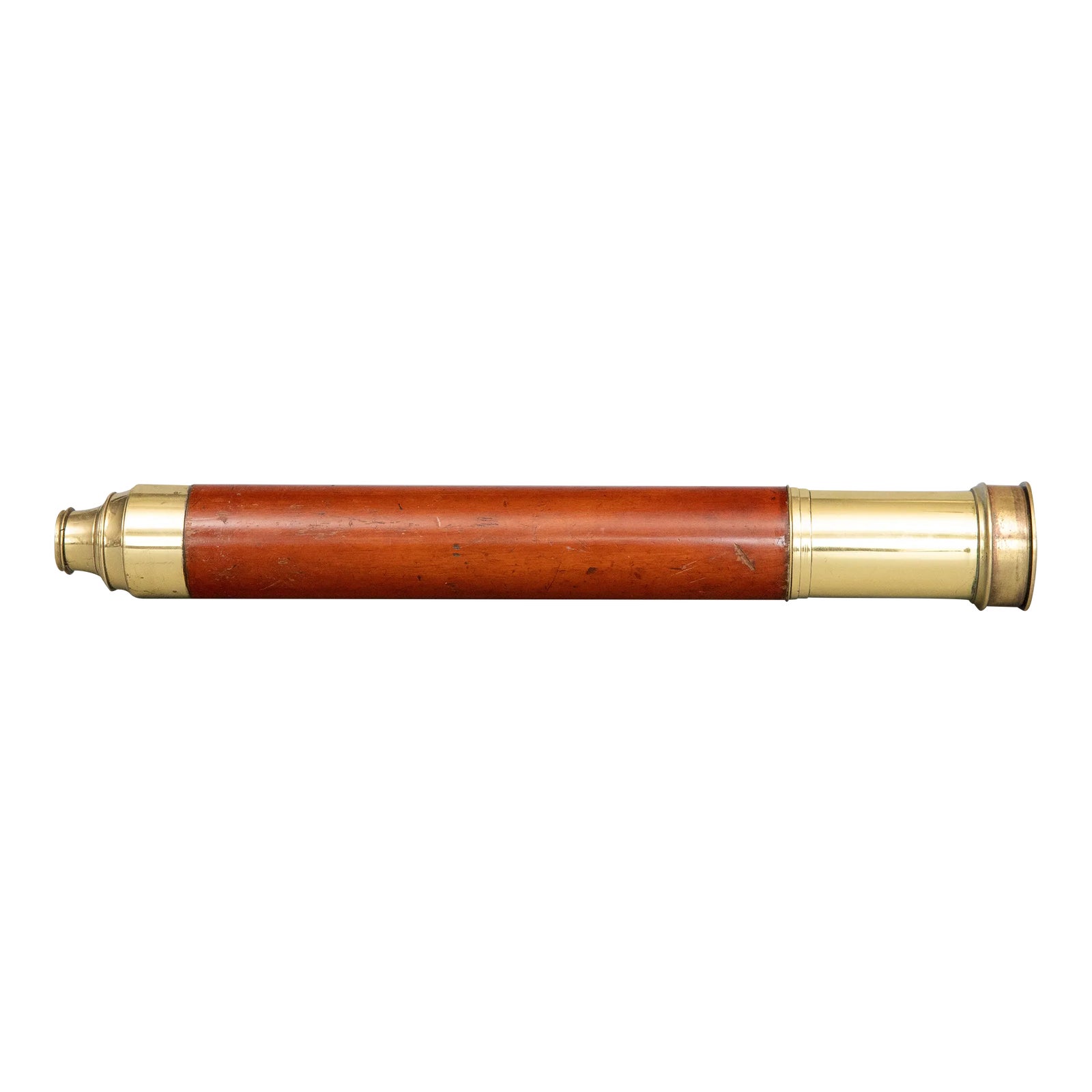 19th Century English Mahogany & Brass Nautical Telescope | Chairish