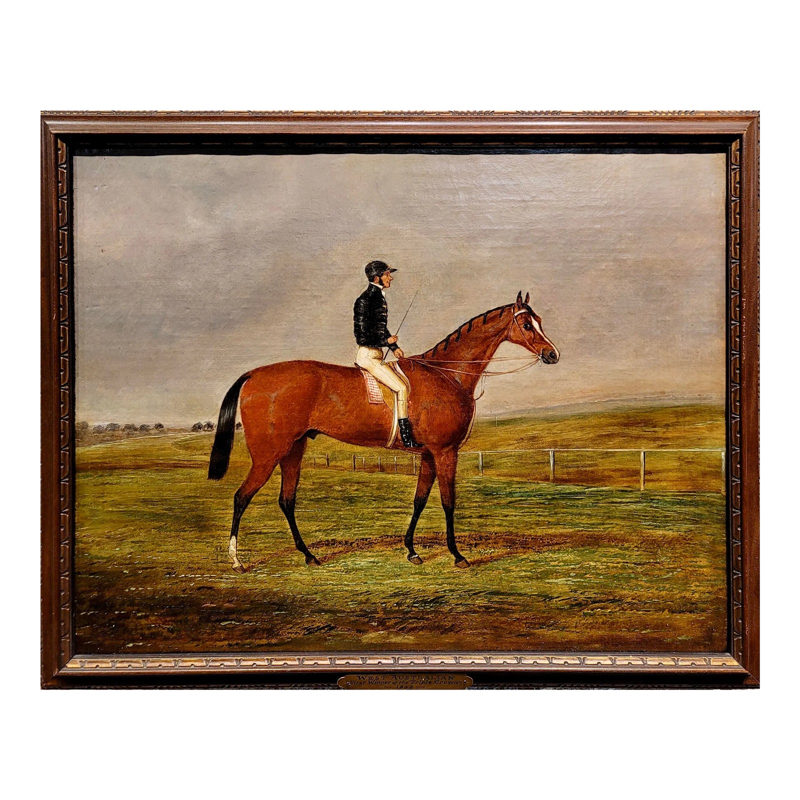 J. R. Hart -Portrait of a Jockey on a Horse-Triple Crown Winner-19th Century Oil Painting | Chairish