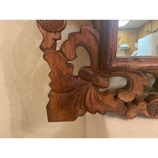 1970s Bali Teak Carved Full Length Mirror | Chairish