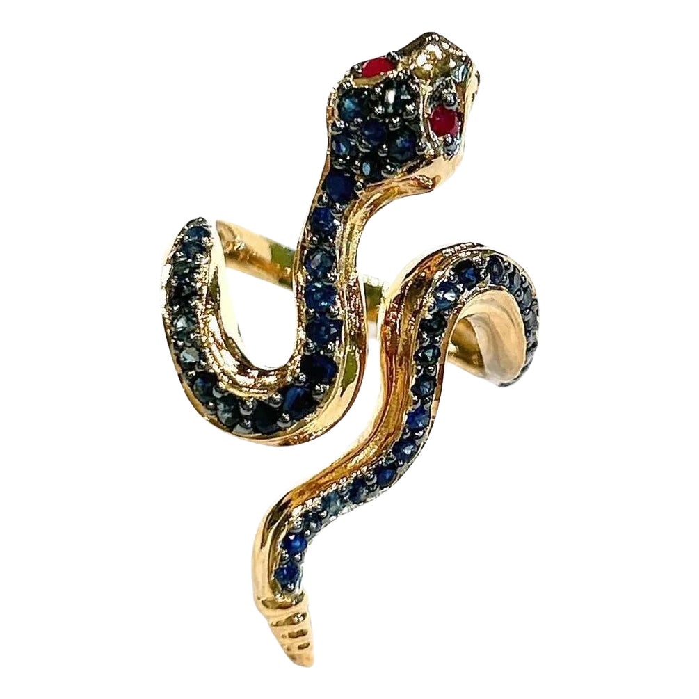 Bochic “Orient” Blue Sapphire & Red Ruby Serpent Ring In 18K Gold ...
