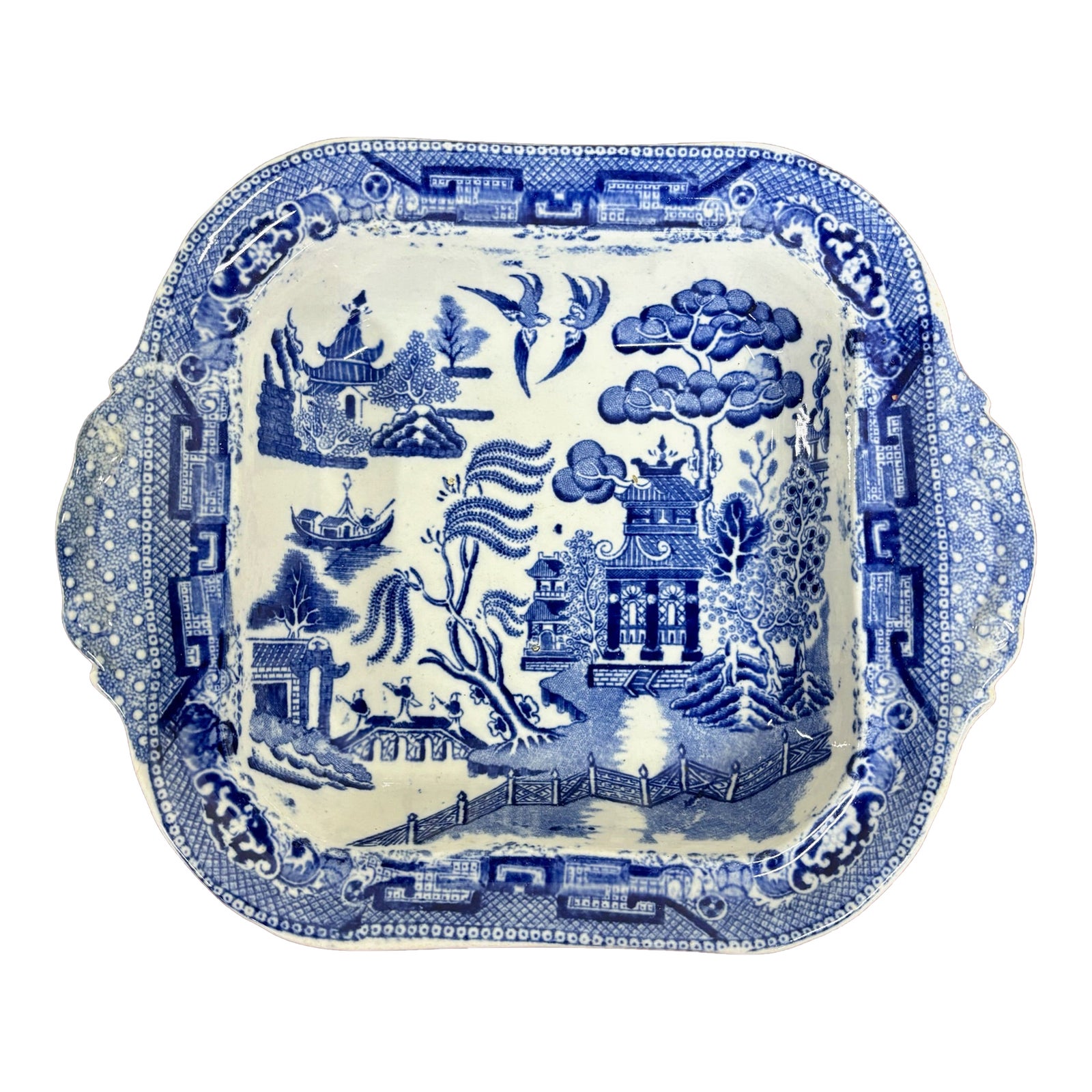 Antique Chinoiserie Style Ridgeway England Blue and White Willow ...
