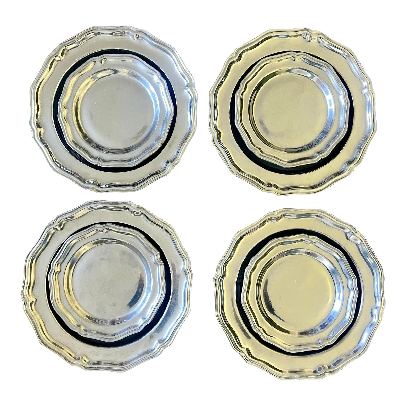 Vintage Wilton Pewter Metalware Dinner & Salad Plates- Set of 8 | Chairish