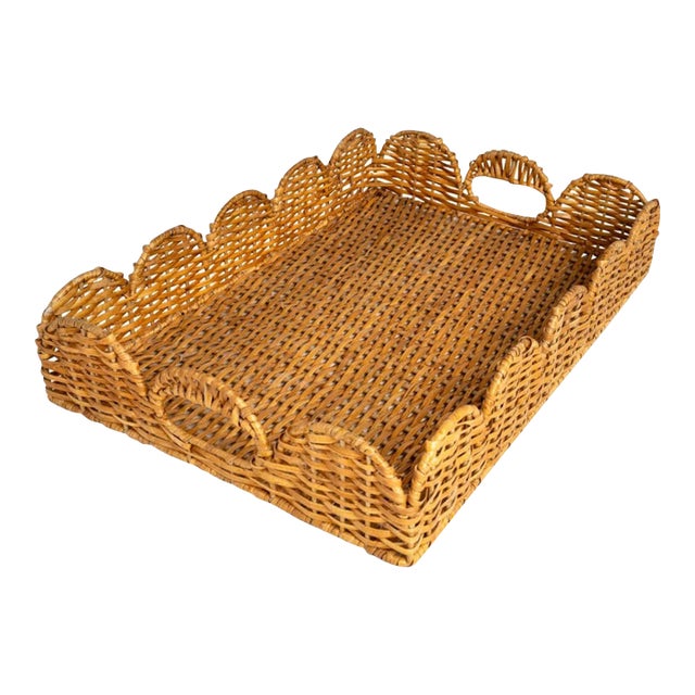 Scalloped Wicker 22" Tray | Chairish