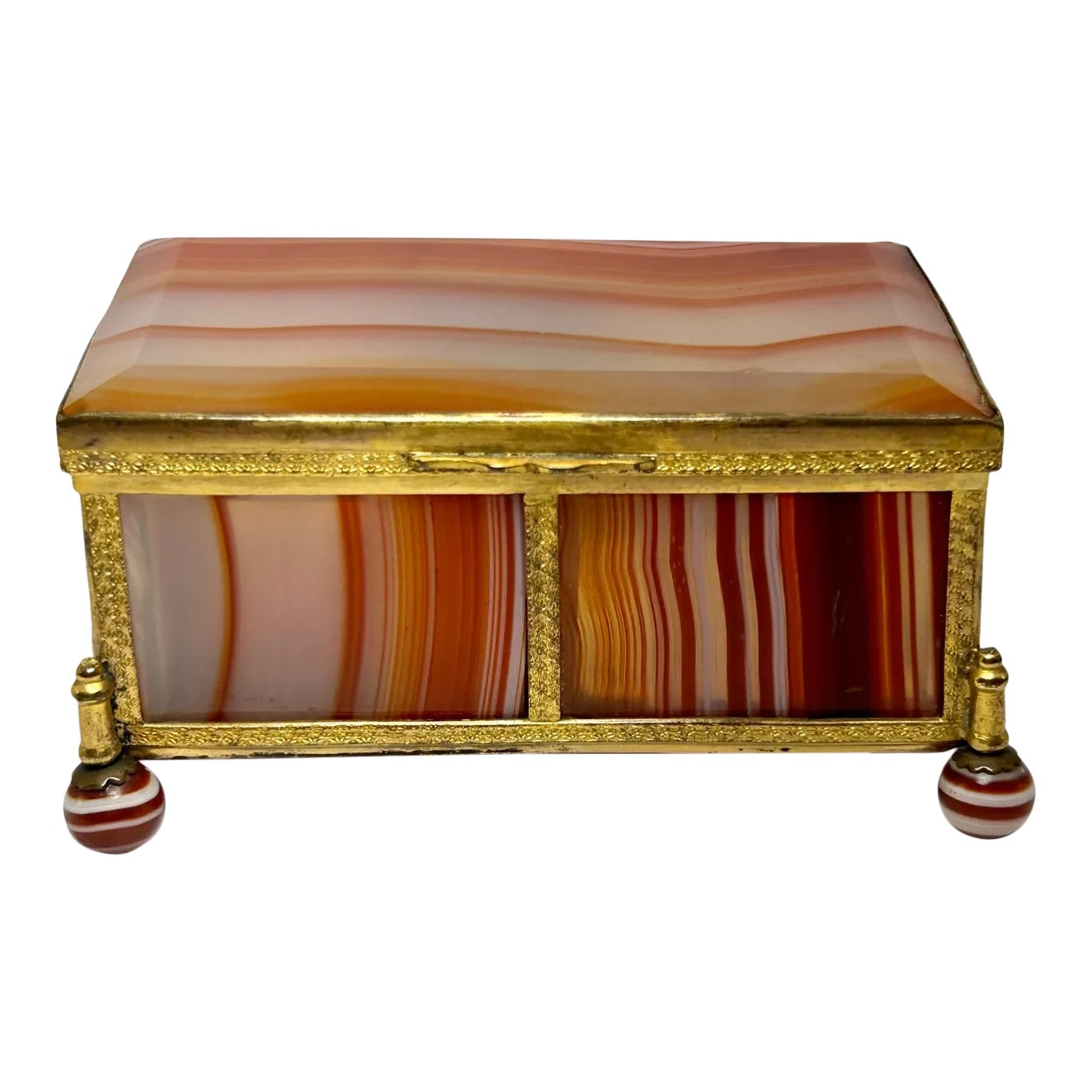 French Red Agate & Ormolu Box | Chairish