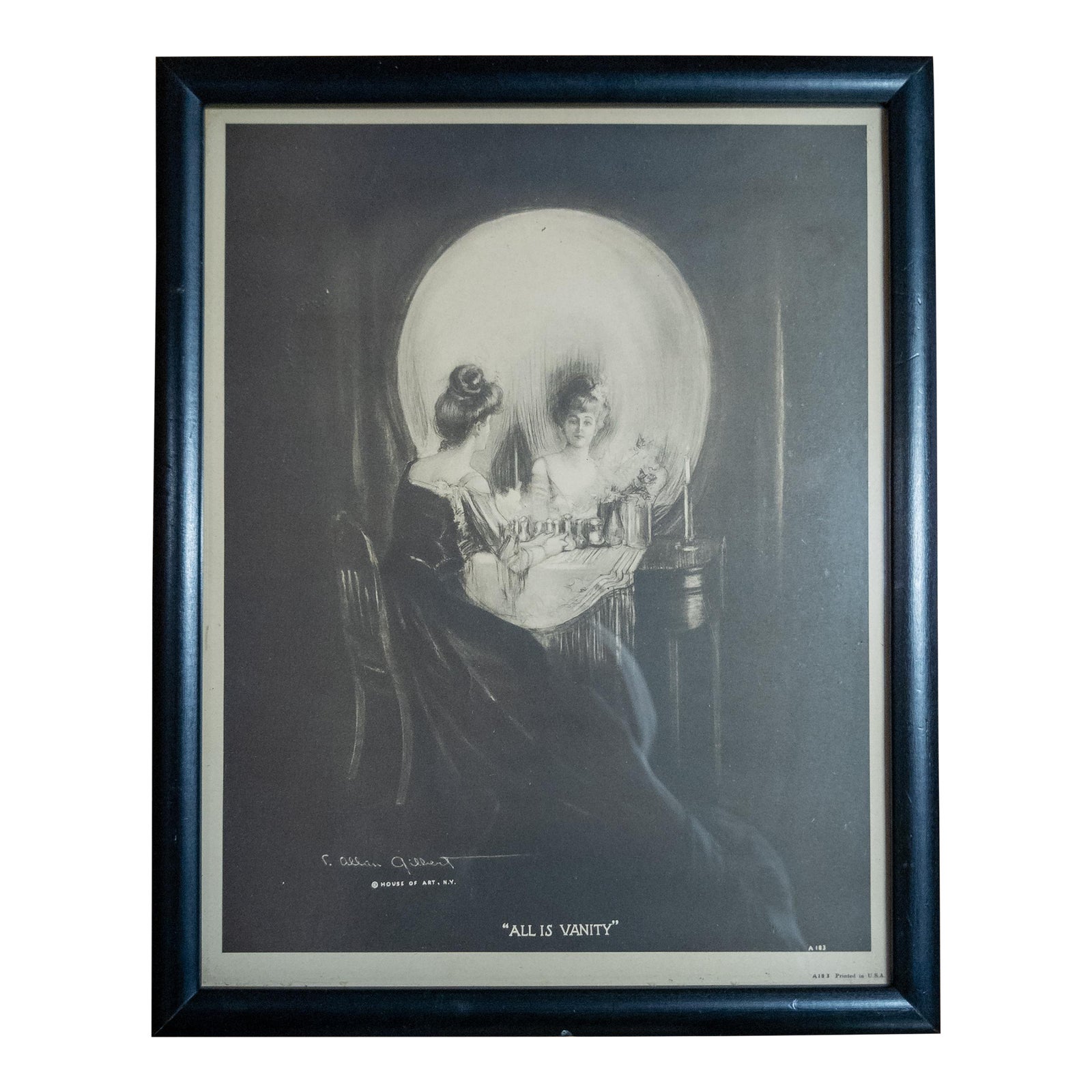 20th Century Memento Mori Lithograph Print "All Is Vanity" by Charles ...