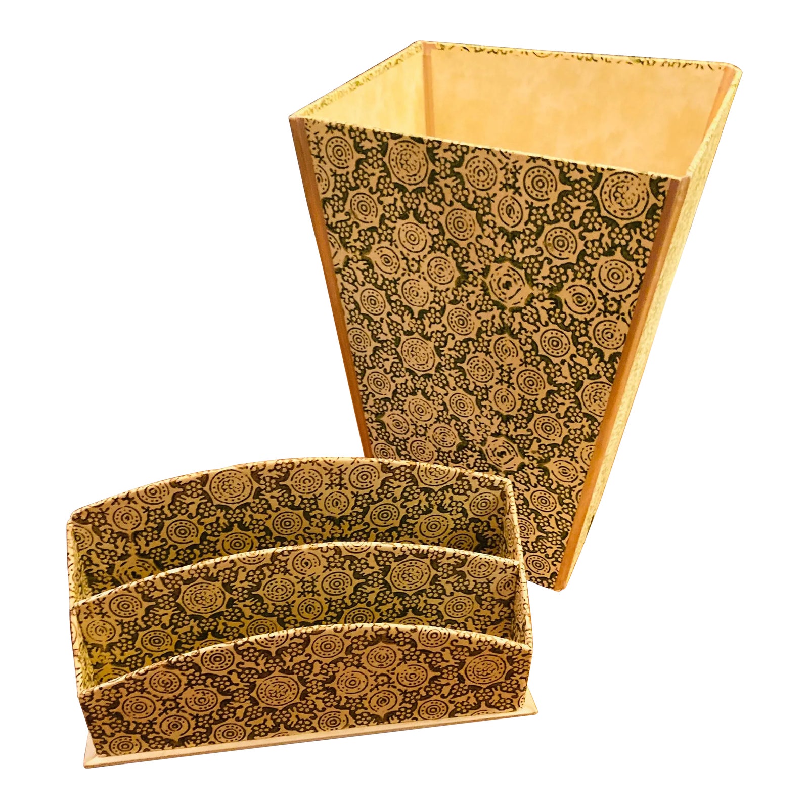 1970s Vintage Italian Handmade Paper Desk Organizers - Set of 2 | Chairish