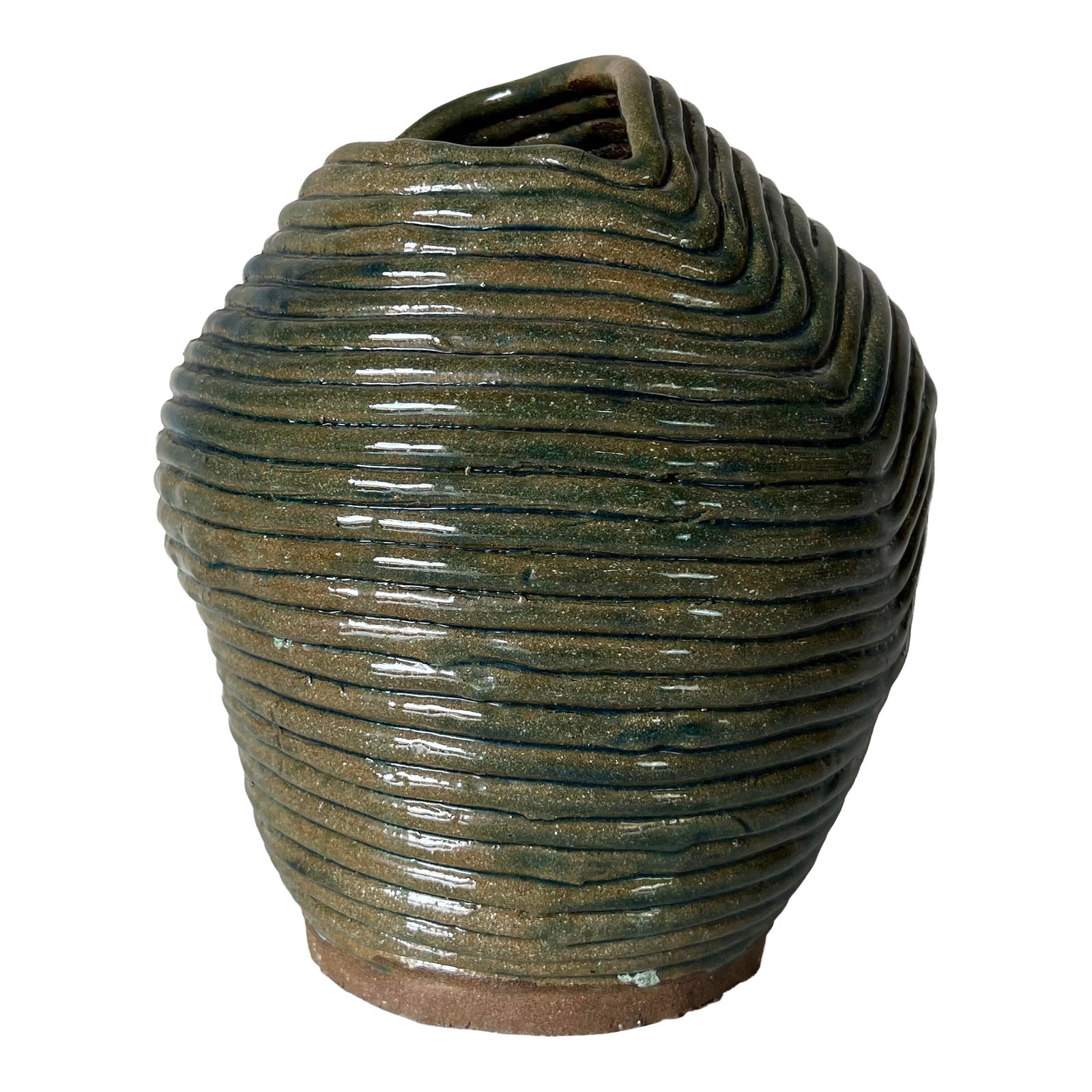 Vintage Handmade Coil Pottery Vase | Chairish