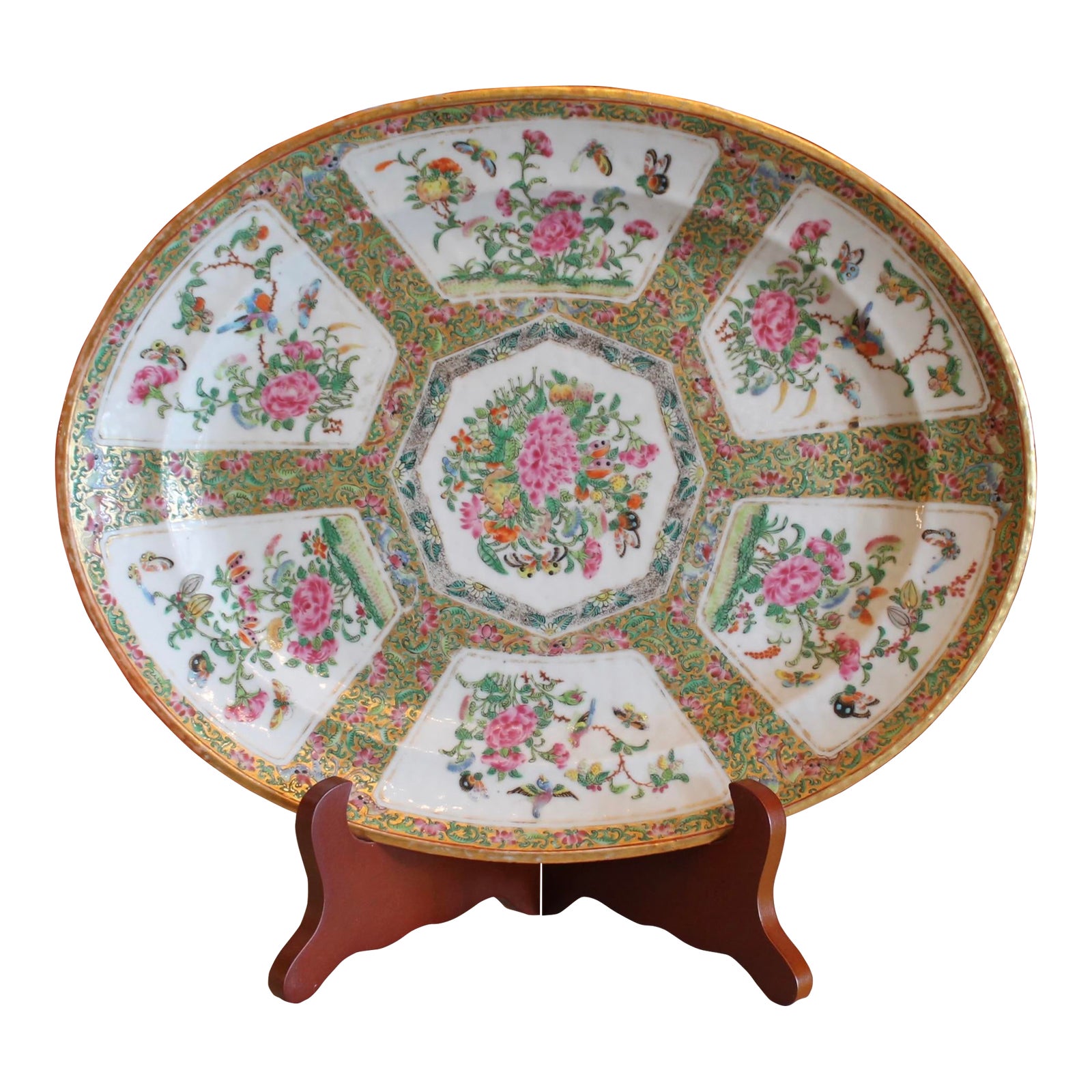 Chinese Export Rose Canton Platter | Chairish