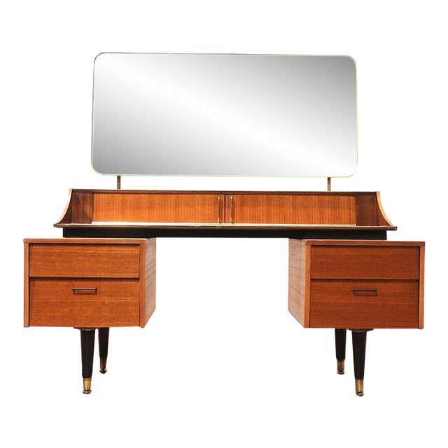 1960s Mid Century Modern Vintage Vanity Desk With Mirror by Wrighton ...