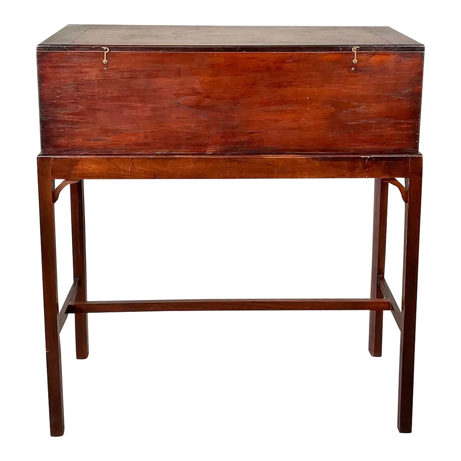 Early 20th Century Antique Mahogany Campaign Box on Stand | Chairish