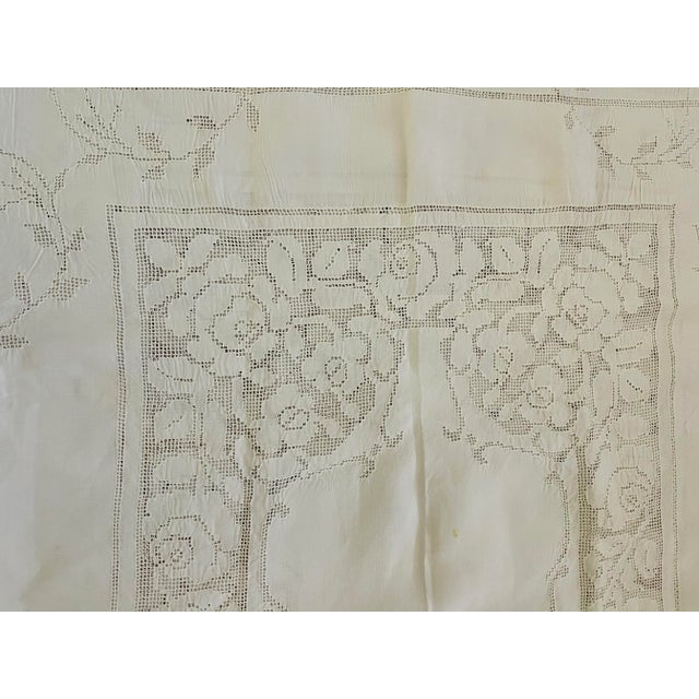 1940s Richelieu Linen Handmade Textile Tabkecloth | Chairish