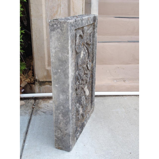 Small Italian Limestone Bas Relief Plaque, Crinkled Ribbon and Fruit ...