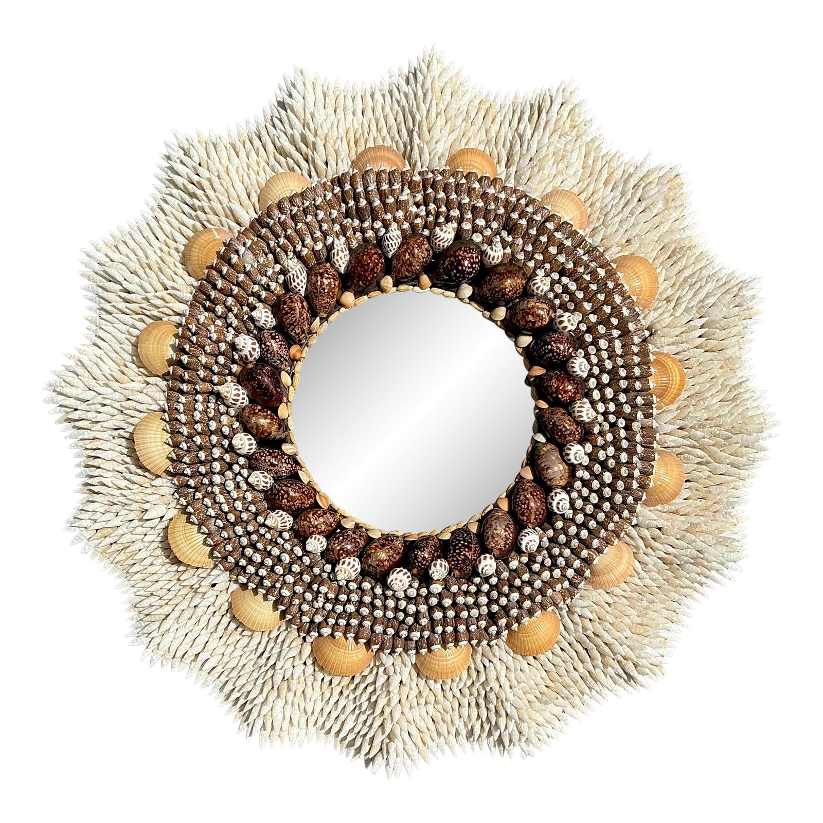 Vintage Coastal Handmade Shell Mirror | Chairish
