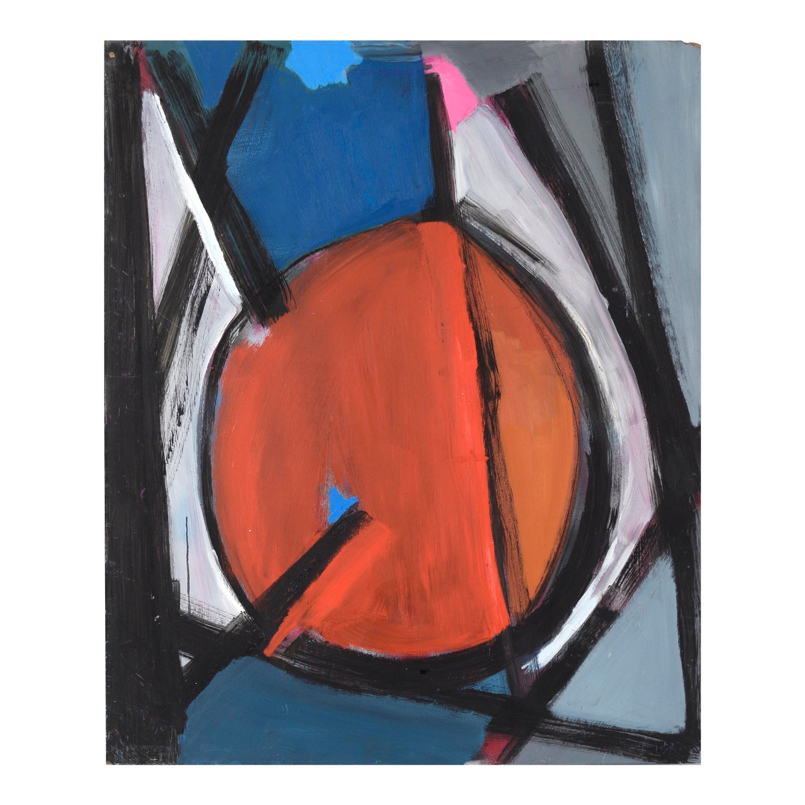 Bay Area Abstract Geometric Painting With Red Circle by Ellis Hopkins ...