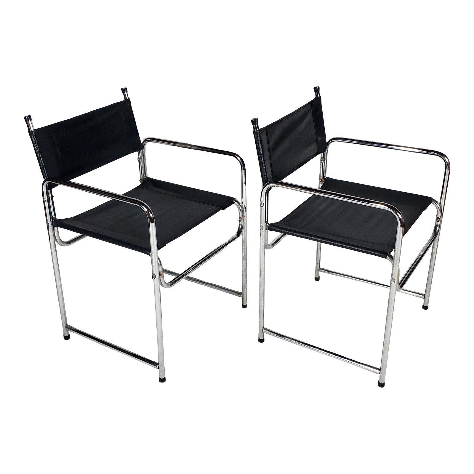 Vintage Original Mid-Century Modern Pair of Bauhaus Style Chrome Metal ...