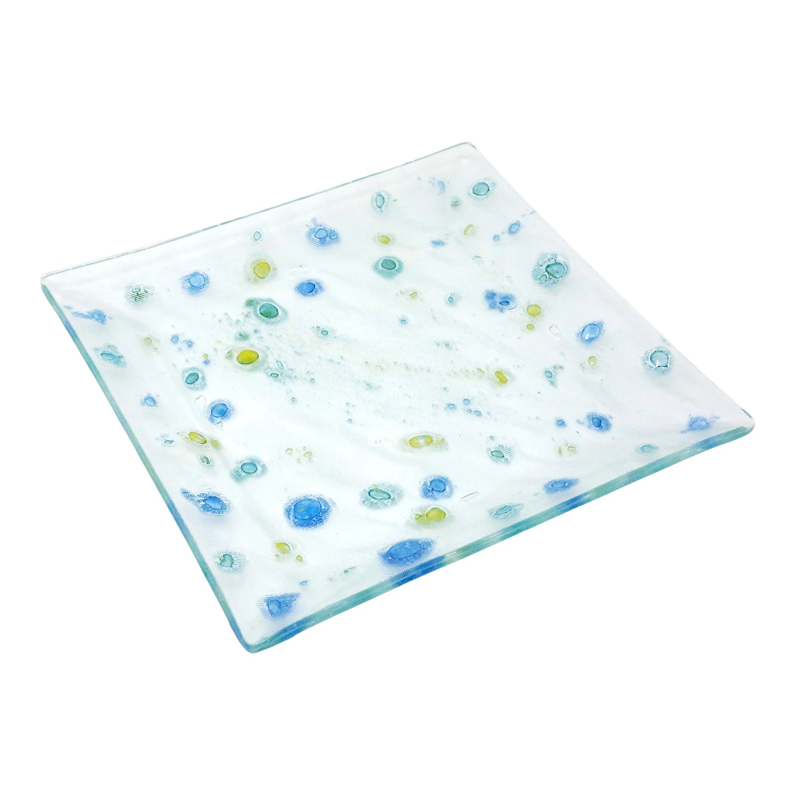 Square 10" Fused Art Glass Plate | Chairish