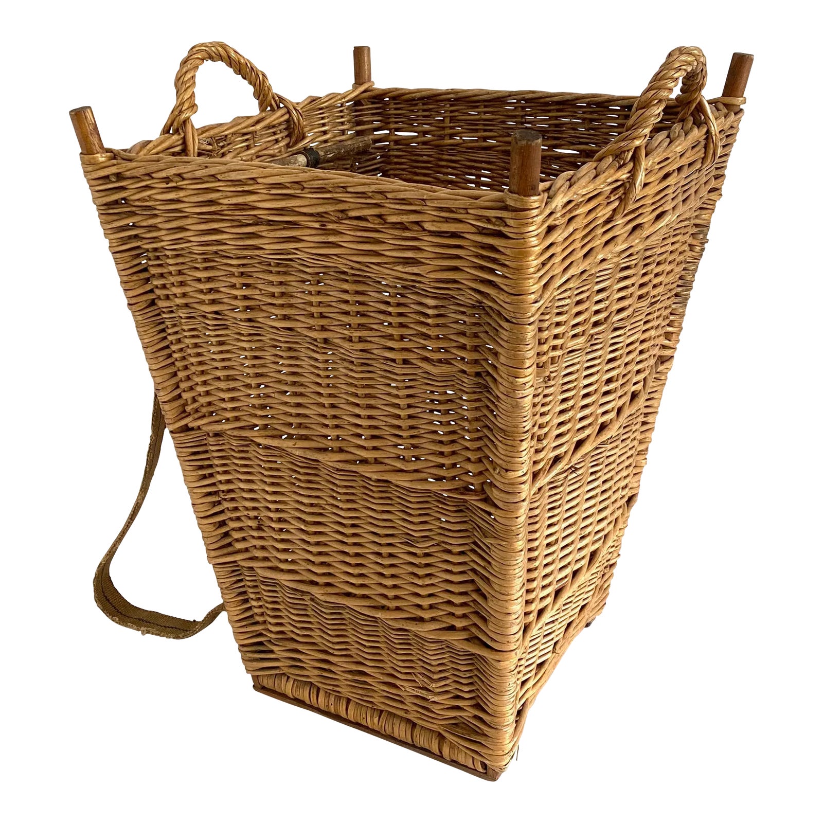 Early 1900s Woven Wicker Grape Harvesting Basket Backpack | Chairish