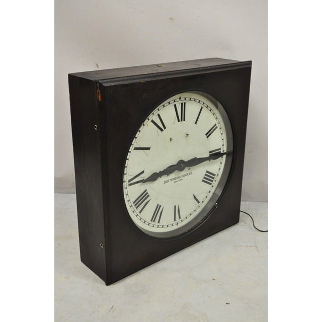 Vintage Self Winding Clock Co Large 24" Square Case Shelf Clock | Chairish