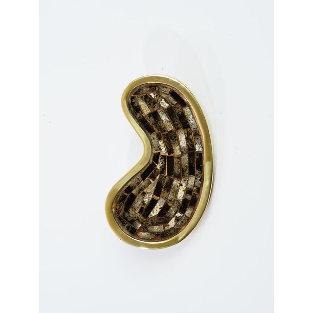 Mexican Stone Inlay Brass Kidney Shape Door Handle | Chairish