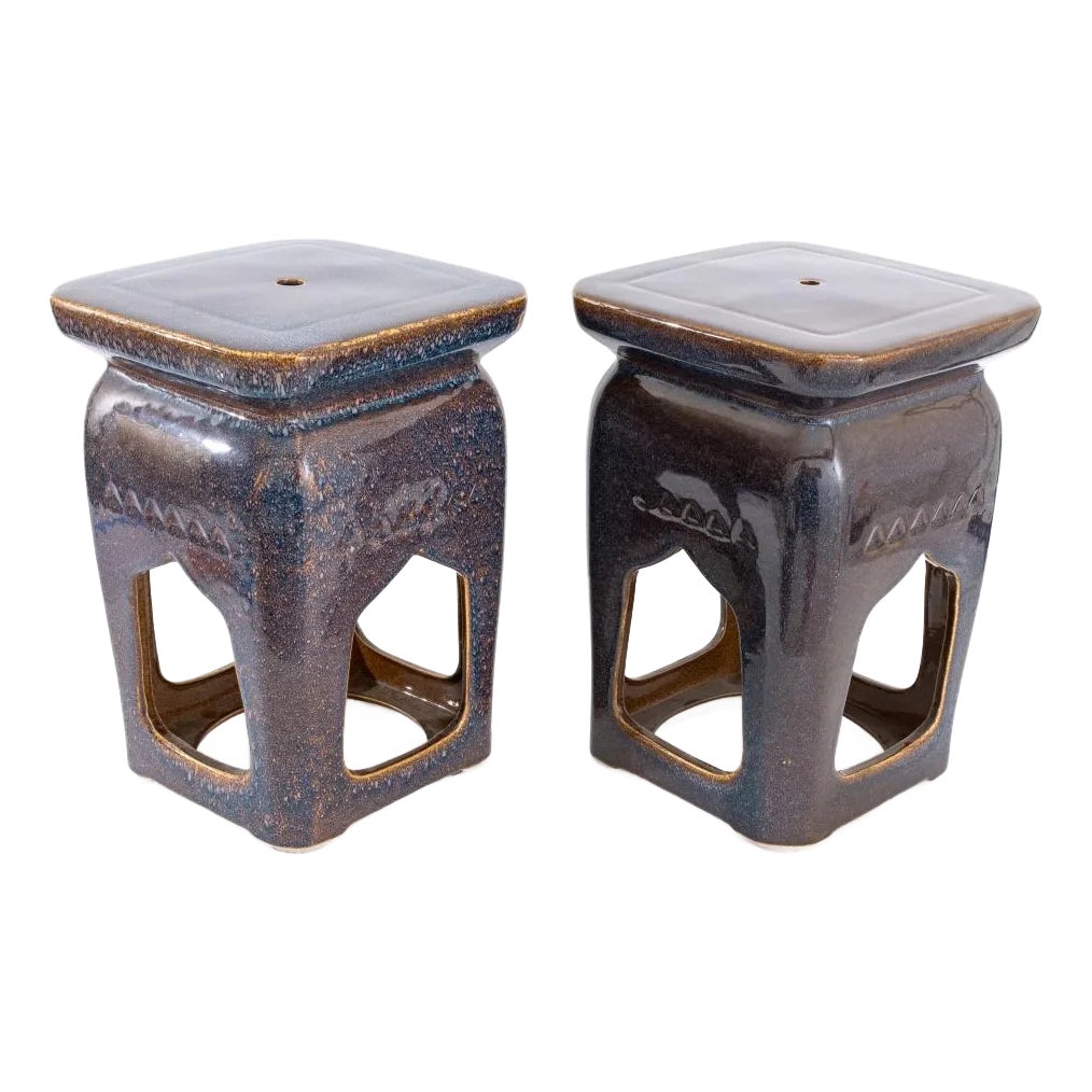 Purple Glazed Ceramic Garden Seats, Pair | Chairish