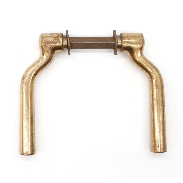 Pair of Vintage Modern Polished Brass Lever Door Knobs | Chairish