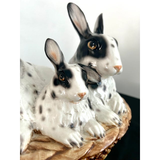 Large Vintage Gump’s Italian Porcelain Family of Rabbits Centerpiece ...