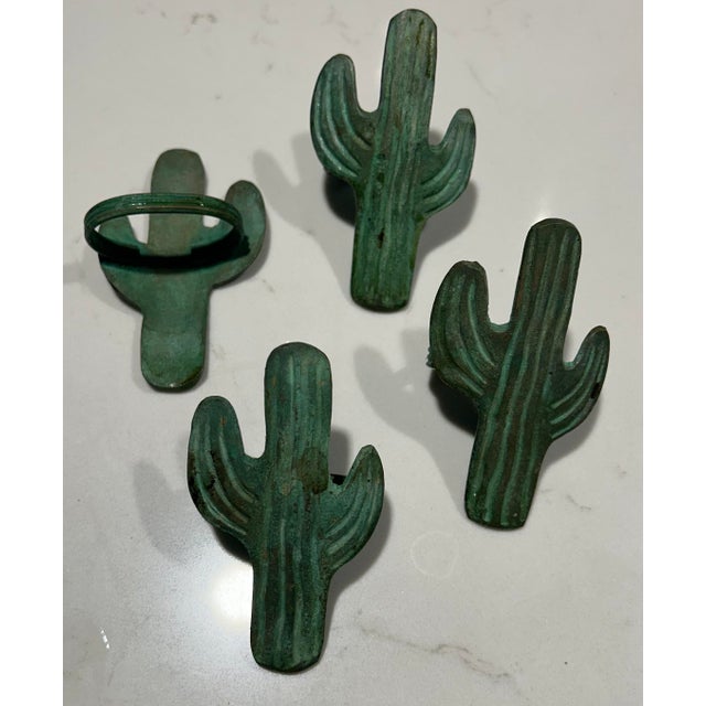 Vintage Saguaro Green Metal Cactus Napkin Rings- Set of 4 | Chairish