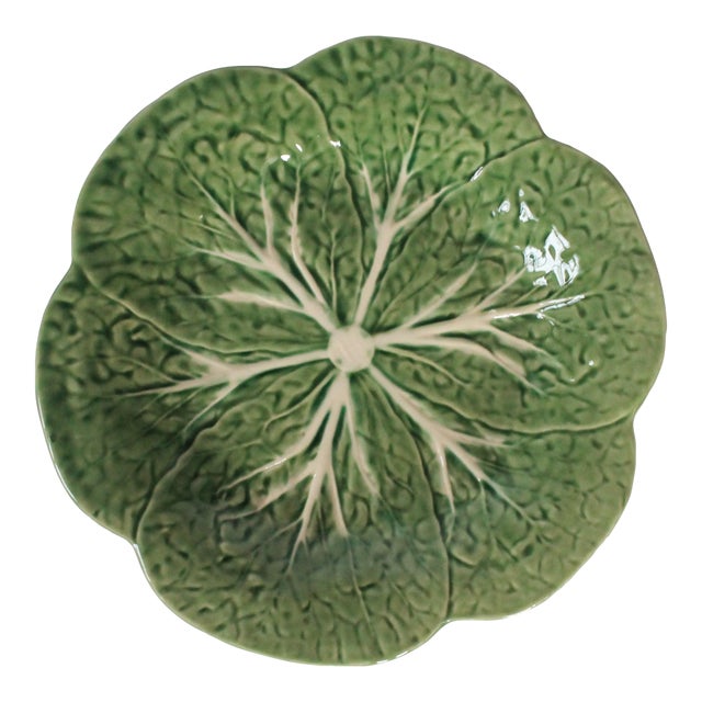 Vintage Bordallo Pinheiro Green & White Cabbage Plate | Chairish