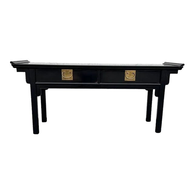Black Chinoiserie Console Table by Century Furniture With Brass Asian ...