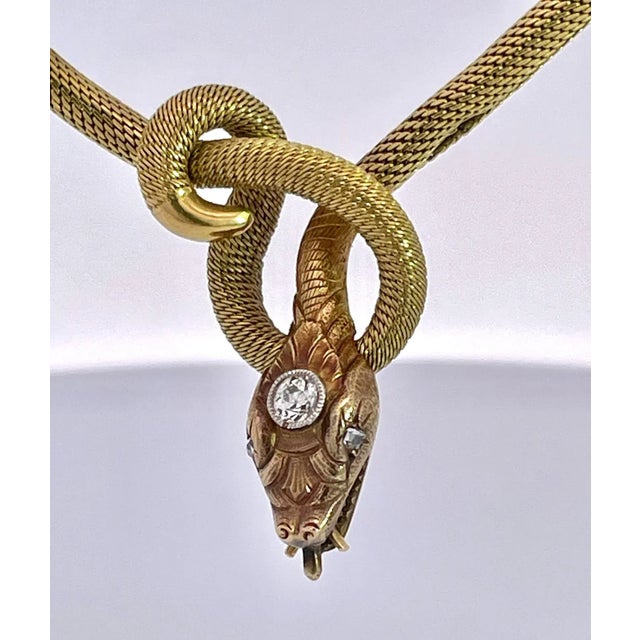 Circa 1900 18k Diamond Head Snake Necklace | Chairish
