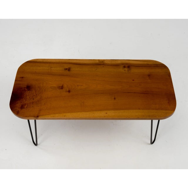 1960s Mid Century Modern Hairpin Leg Maple Slab Coffee Table Organic ...