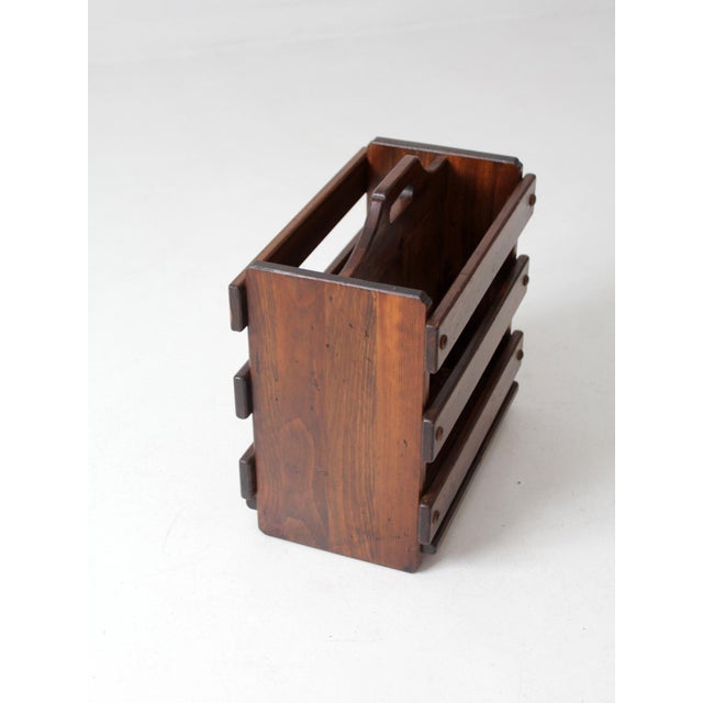 Vintage Wood Magazine Rack | Chairish