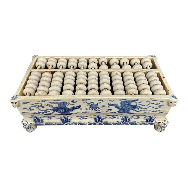 1900s Blue and White Porcelain Qinghua Abacus | Chairish