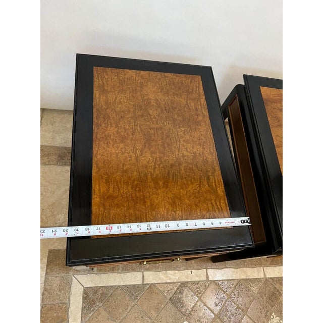 1990s Vintage Century Side Tables Nightstands Single Drawer Burl Walnut ...