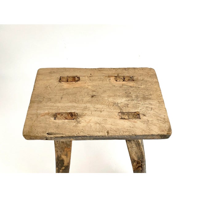 Rustic Elm Farmhouse Stool | Chairish