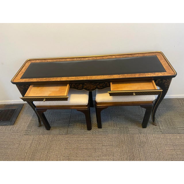 20th Century Chinoiserie Drexel Et Cetera Heritage Ebonized & Burl Wood ...