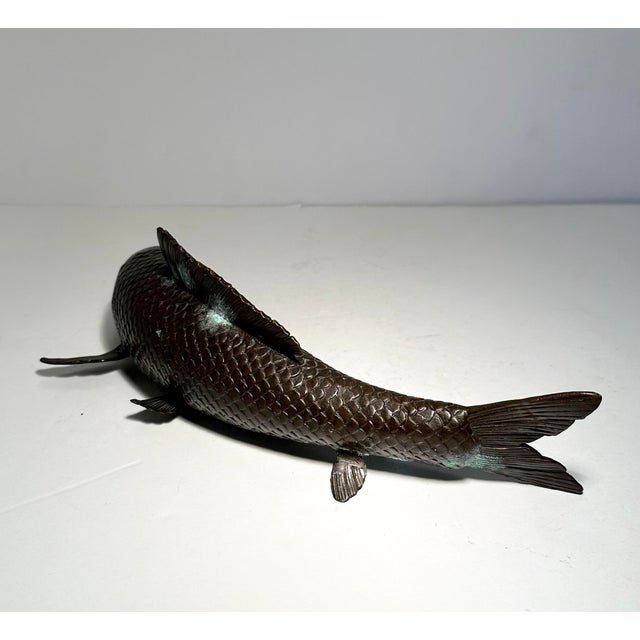Vintage Bronze Koi Fish Sculpture Dark Brown and Verdigris Patina ...