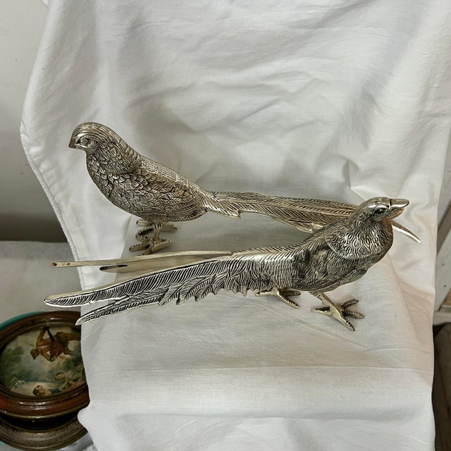 Silverplate Table Pheasants - a Pair | Chairish