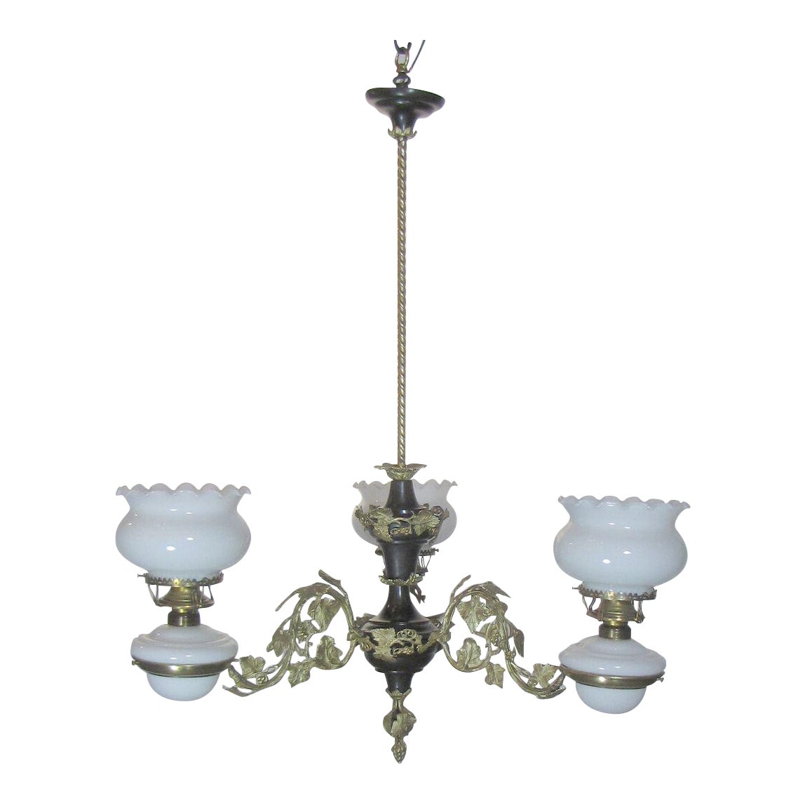Victorian Oil Henry Hooper Three Light Chandelier | Chairish