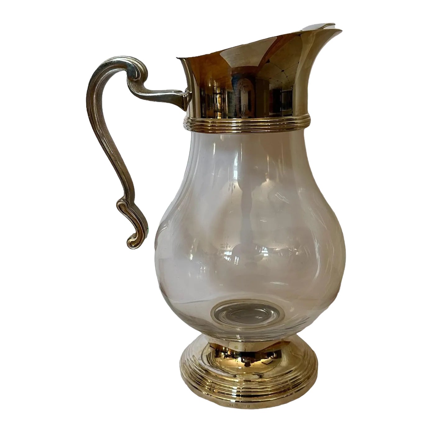 Vintage Christofle Crystal and Silverplate Water Pitcher | Chairish
