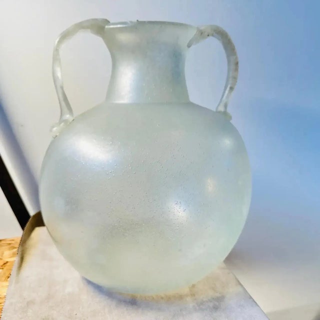 1960s Cenedese Attributable White Scavo Murano Glass Big Amphora Vase ...