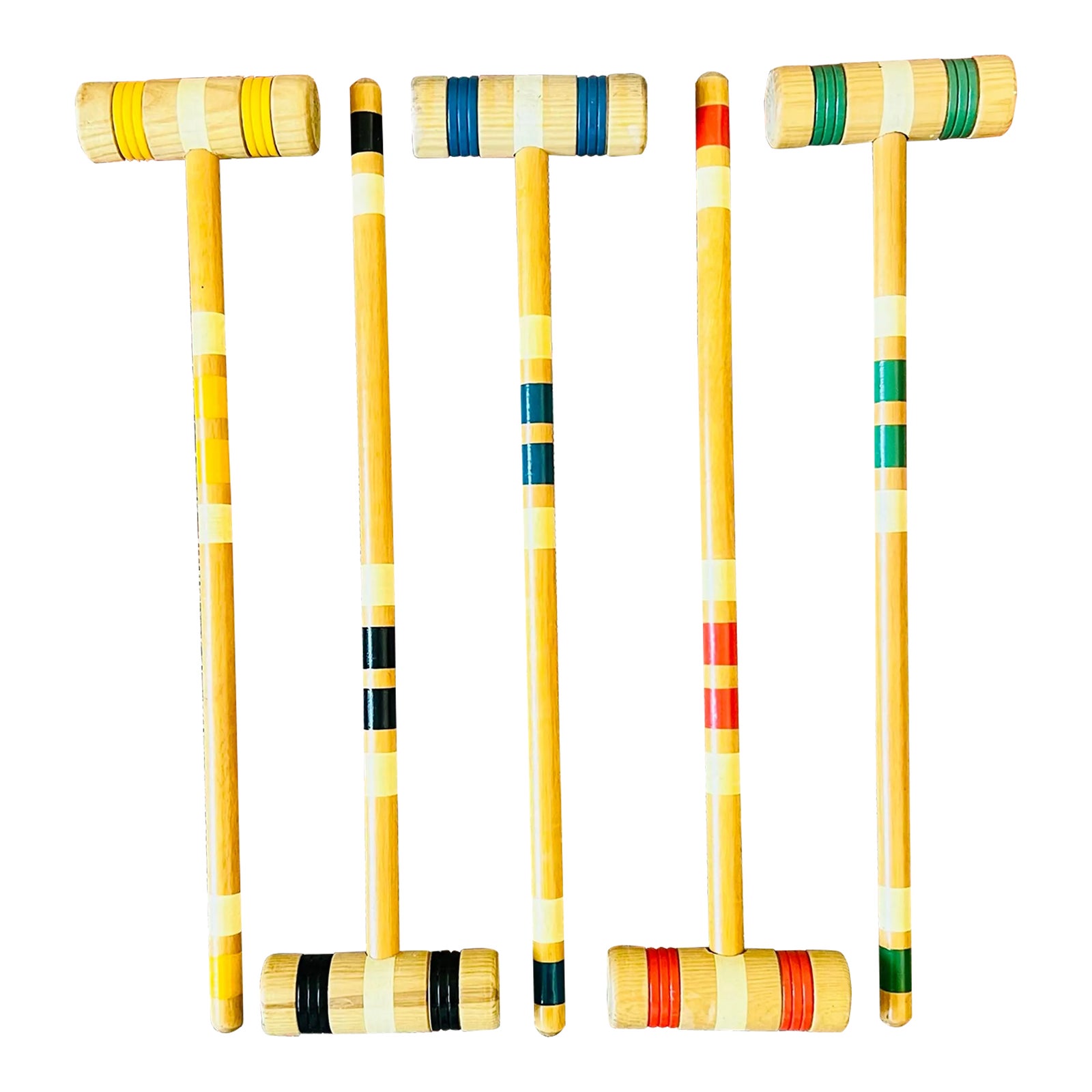 Vintage Wooden Croquet Mallets Set of 5 | Chairish